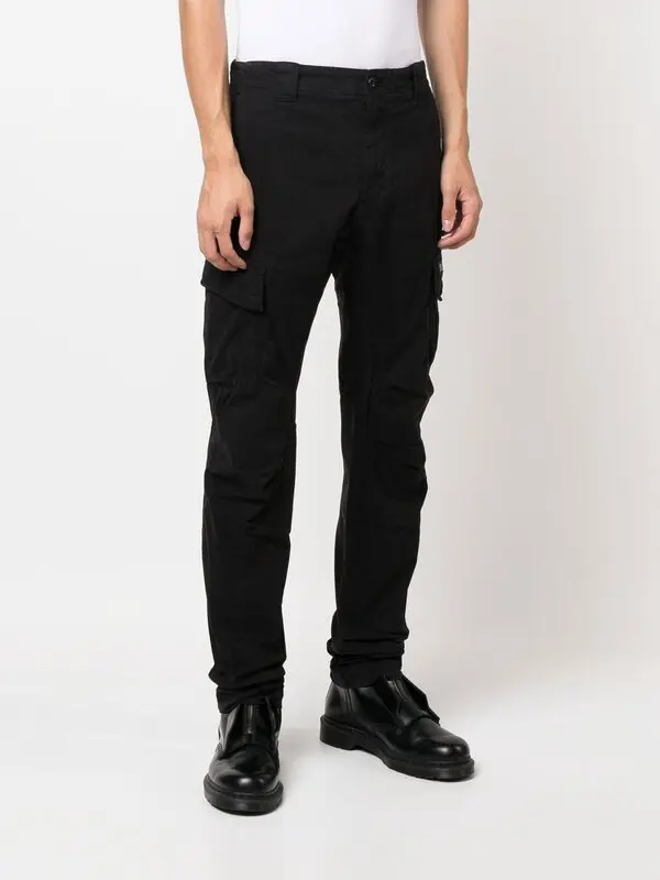 C.P. COMPANY Logo-patch Tapered Cargo Trousers - Black