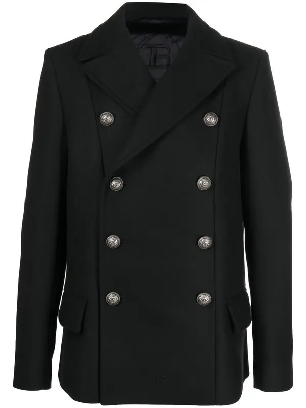 Balmain Double-breasted Virgin Wool Coat