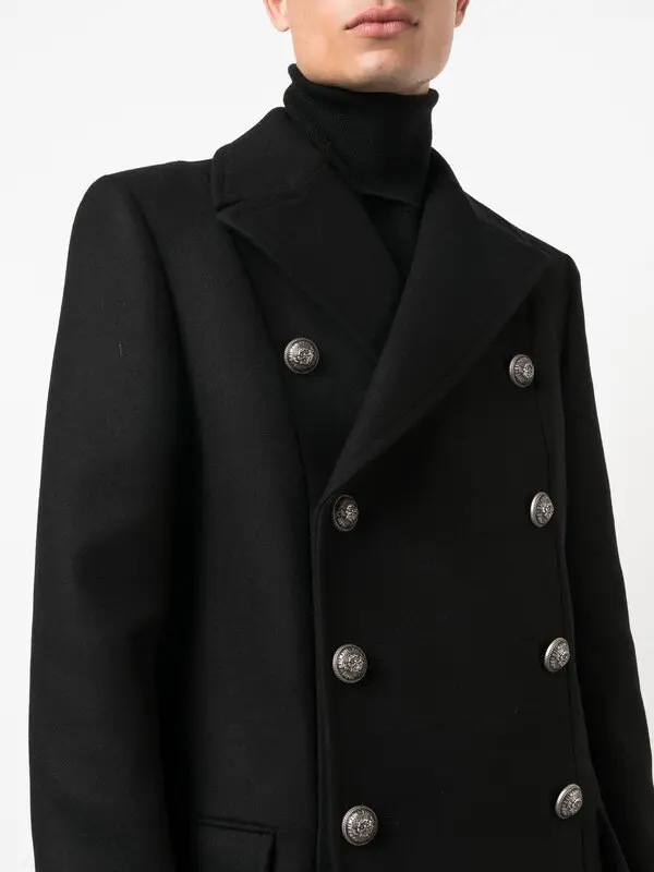 Balmain Double-breasted Virgin Wool Coat