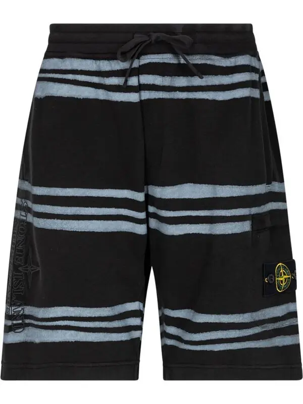Supreme X Stone Island Warp Stripe Shorts - Black