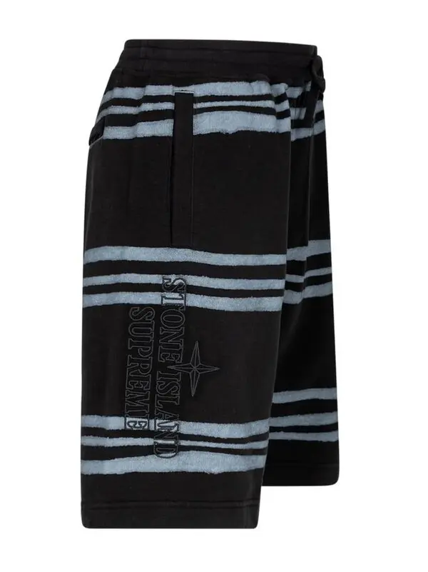 Supreme X Stone Island Warp Stripe Shorts - Black