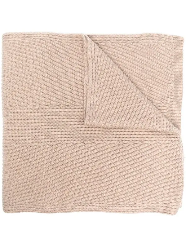 JOSEPH Ribbed-knit Cotton-wool Blend Scarf - Neutrals