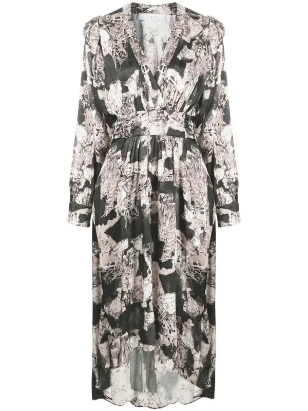 IRO PARIS Abstract-print High Low Dress - Black