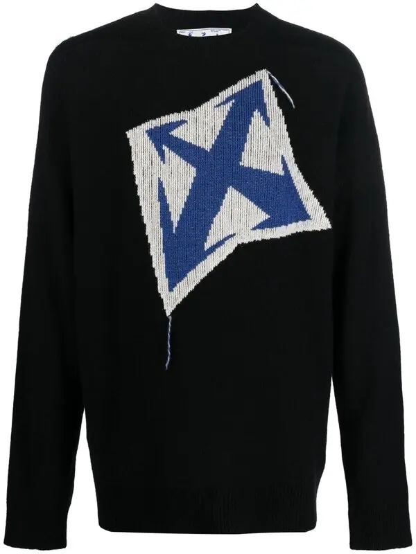 Off-White Arrows Intarsia Wool Jumper - Black Peacock