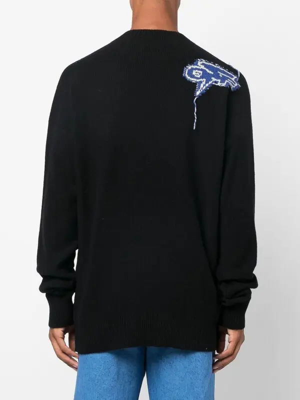 Off-White Arrows Intarsia Wool Jumper - Black Peacock