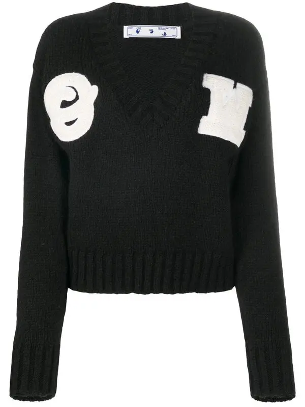 Off-White Appliquéd Alpaca And Wool-blend Jumper - Black