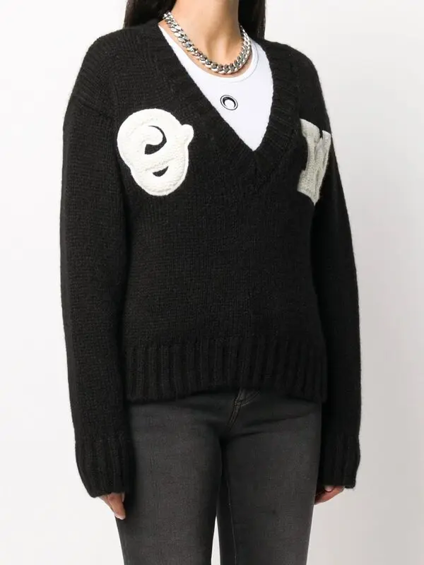 Off-White Appliquéd Alpaca And Wool-blend Jumper