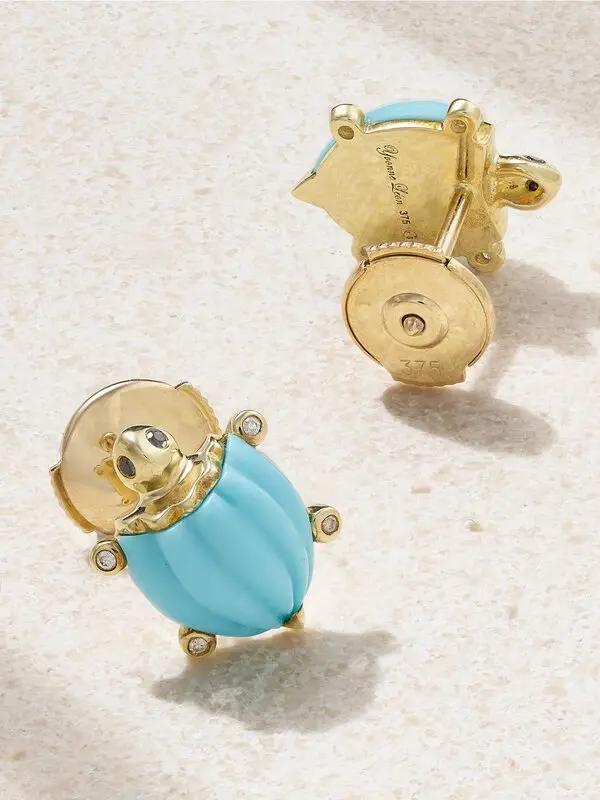 Yvonne Léon 9-karat Turquoise And Diamond Earrings - Gold