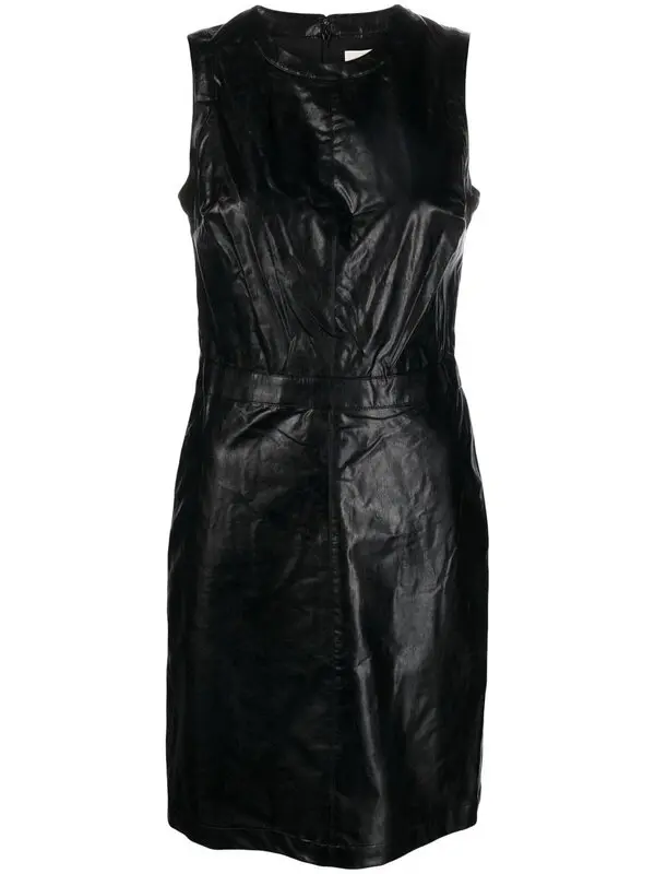 Michael Kors Faux Leather Mini Dress - Black
