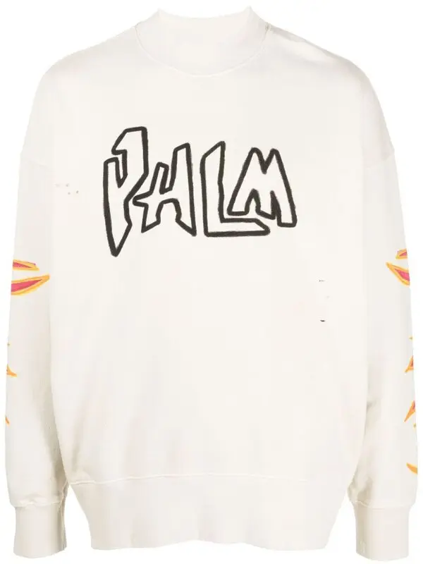 Palm Angels Graffiti-print Logo Sweatshirt - White