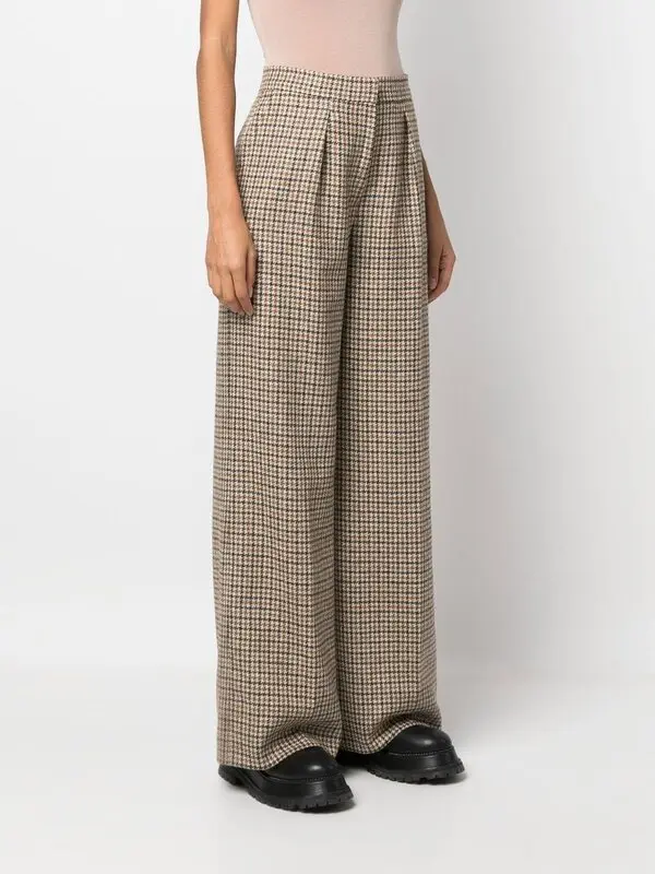 Palm Angels Checked Wide-leg Trousers - Brown