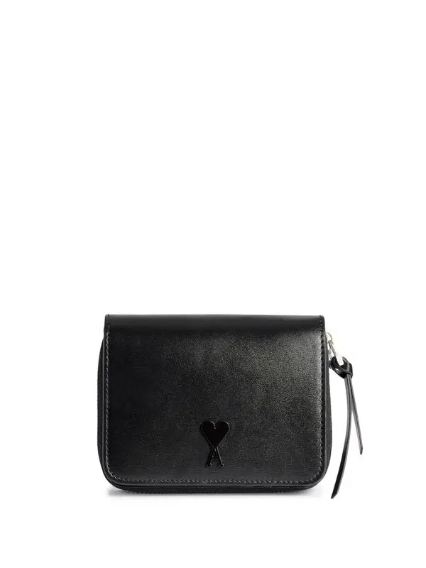 Ami De Coeur Bi-fold Leather Wallet - Black