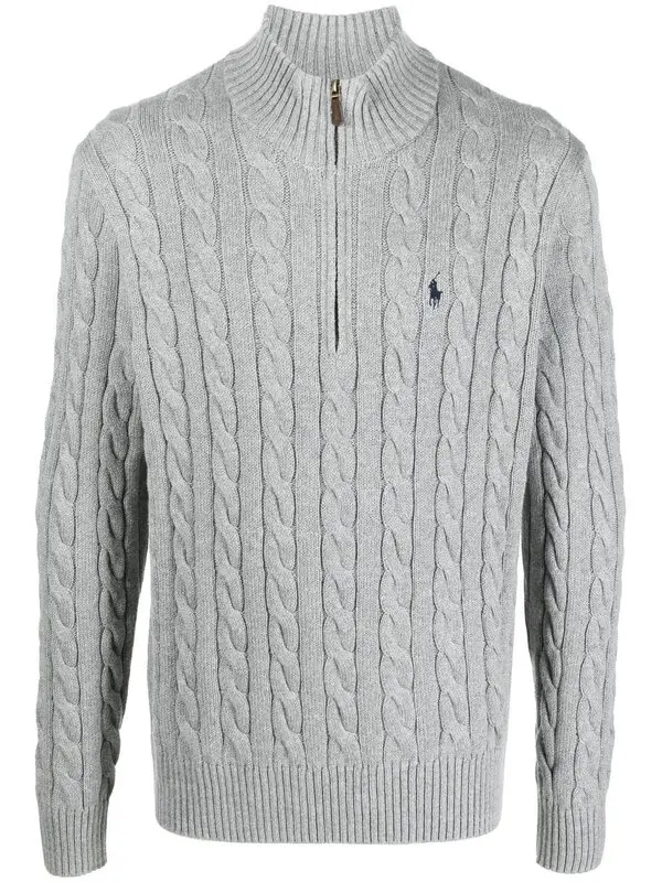 Polo Ralph Lauren Cable-knit Half-zip Jumper - Grey
