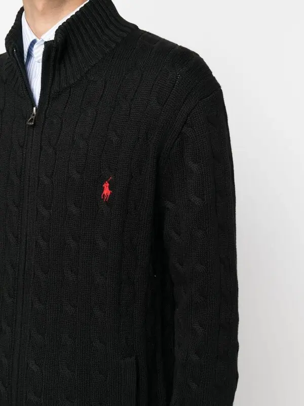 Polo Ralph Lauren Cable-knit Half-zip Jumper - Black