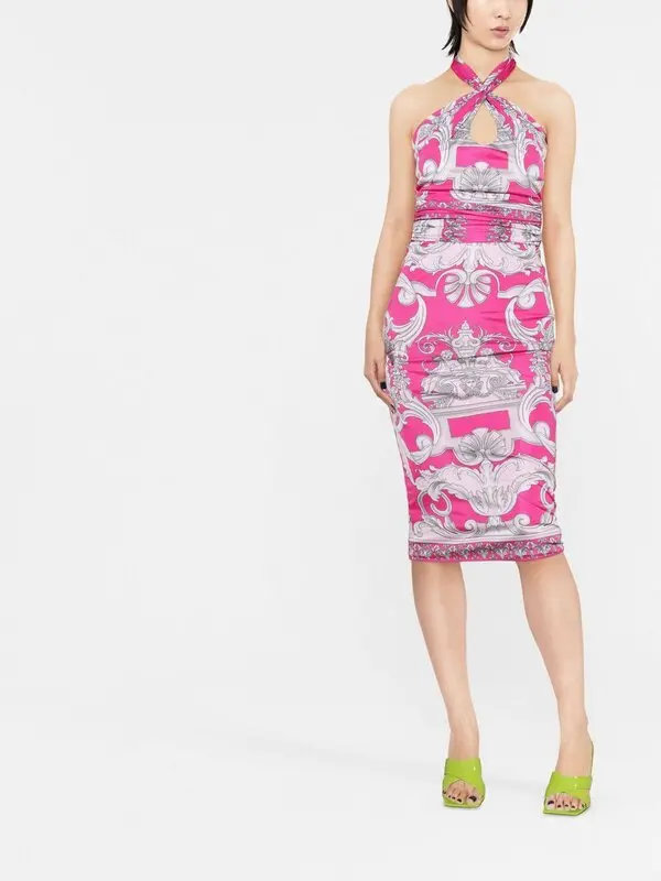 Versace Barocco-print Midi Dress