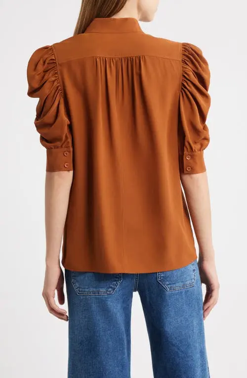 FRAME Gillian Silk Button-up Shirt - Rust