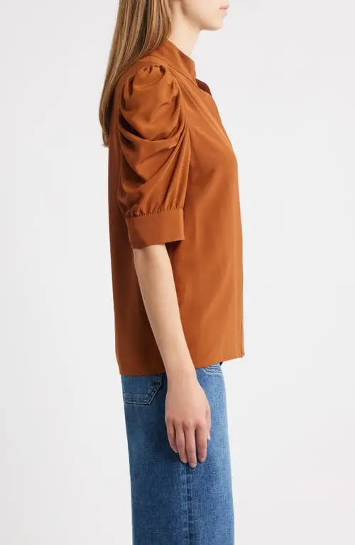 FRAME Gillian Silk Button-up Shirt - Rust