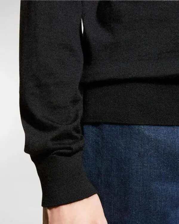 Zegna Apos;s Cashmere-silk Polo Sweater - Black Solid