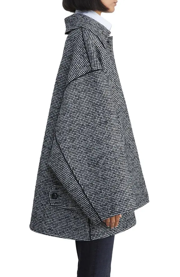 Lafayette 148 New York Houndstooth Wool Blend Swing Coat