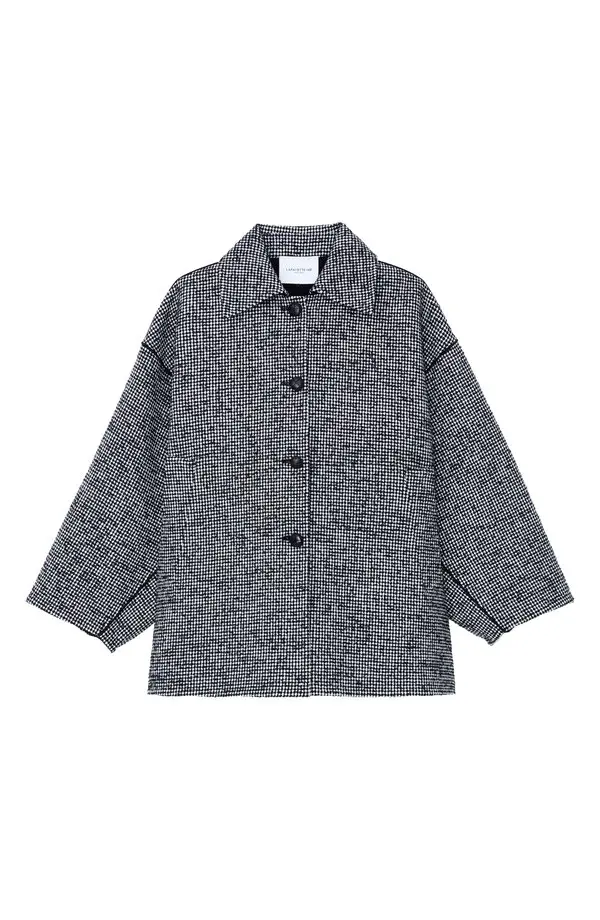 Lafayette 148 New York Houndstooth Wool Blend Swing Coat