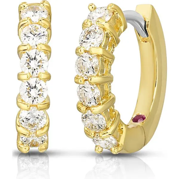 Roberto Coin 18k Gold Diamond Hoop Earrings - Yellow Gold