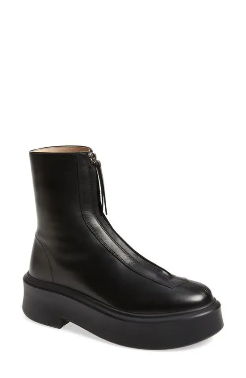 THE ROW Zip-up Platform Bootie - Black