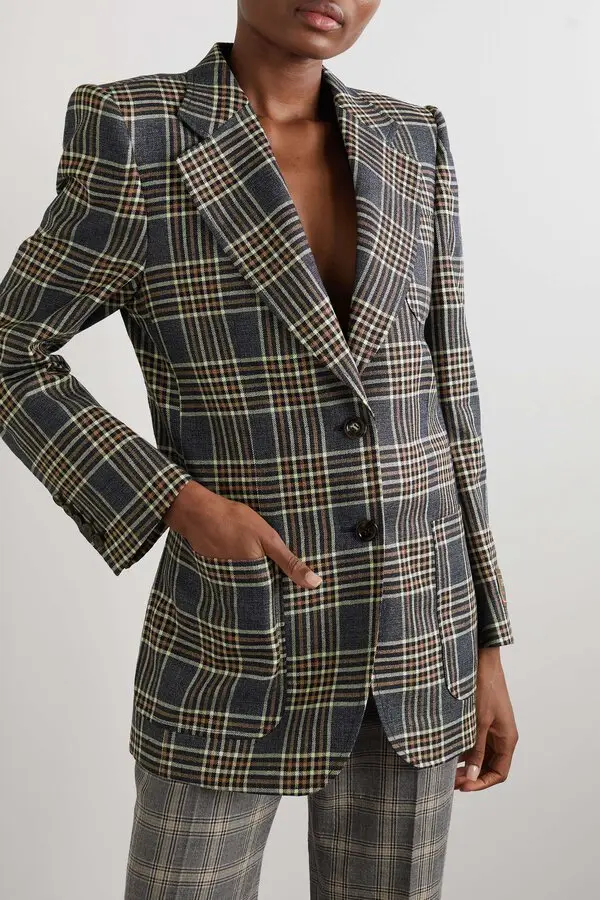 Gucci Love Parade Checked Linen-blend Blazer