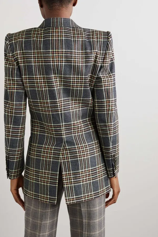 Gucci Love Parade Checked Linen-blend Blazer