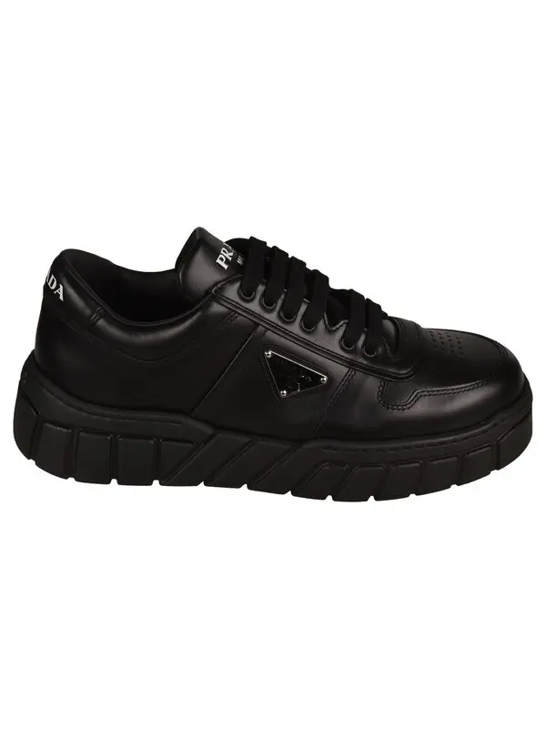 Prada Logo Plaque Perforated Sneakers