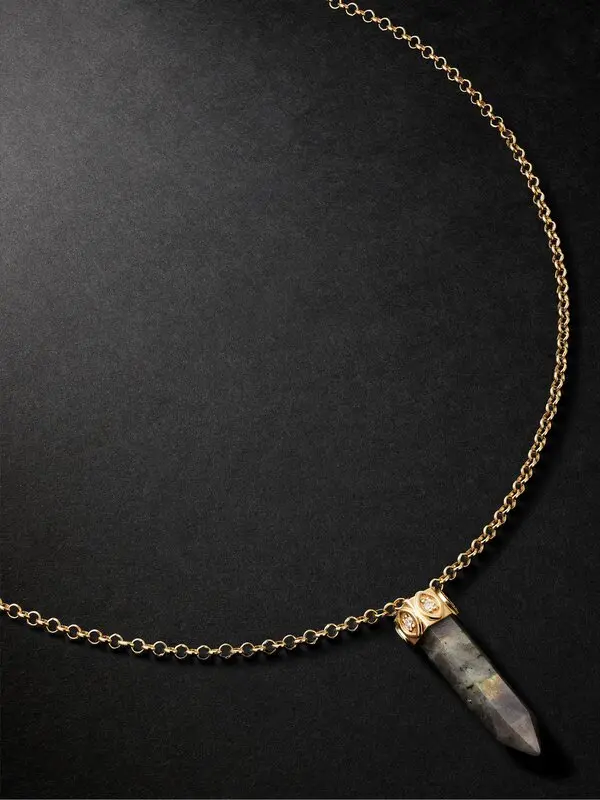 SYDNEY EVAN Labradorite And Diamond Marquis Necklace - Gold