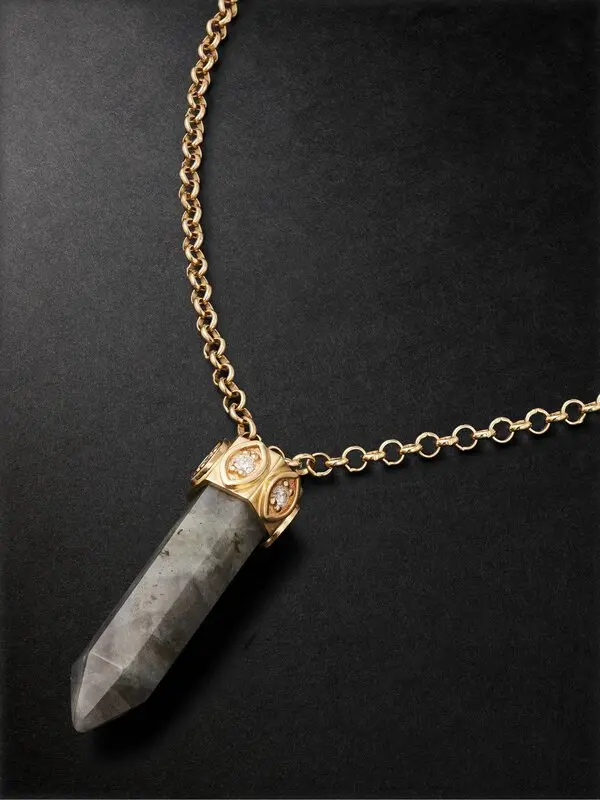 SYDNEY EVAN Labradorite And Diamond Marquis Necklace