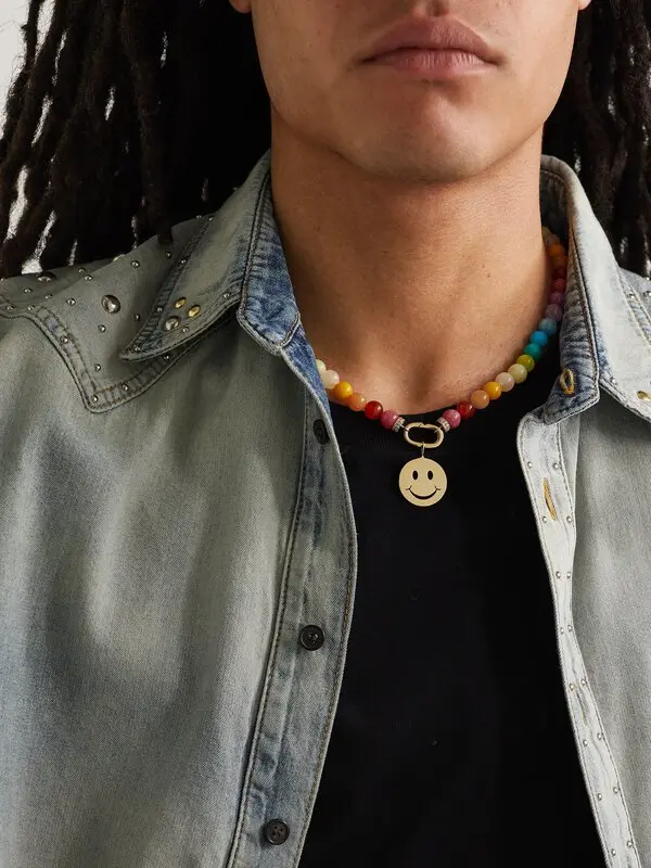 SYDNEY EVAN Gold Beaded Pendant Necklace