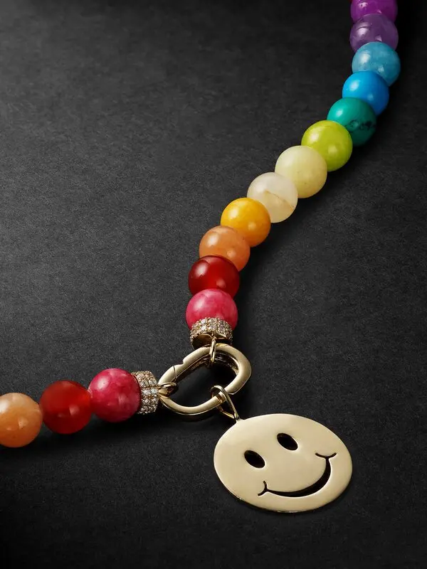 SYDNEY EVAN Gold Beaded Pendant Necklace