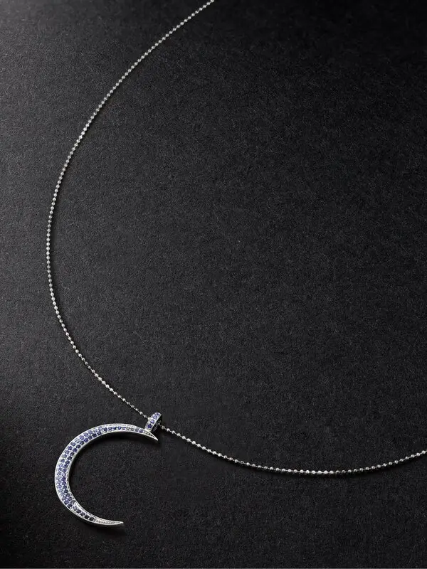 SYDNEY EVAN Large Moon Sapphire Pendant Necklace - Silver