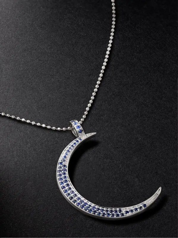 SYDNEY EVAN Large Moon Sapphire Pendant Necklace