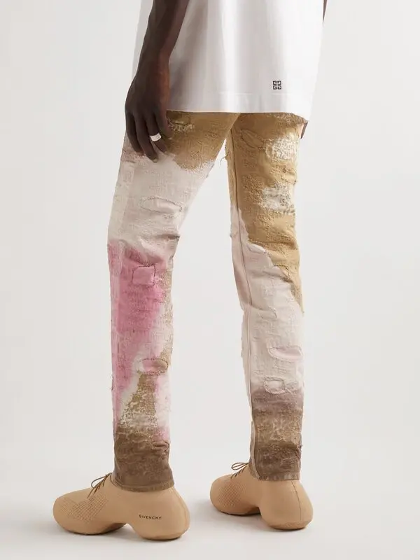 Givenchy Slim-fit Tapered Distressed Tie-dyed Jeans