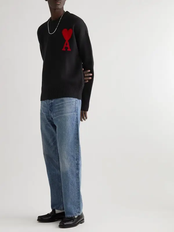 Ami Logo-intarsia Virgin Wool Sweater