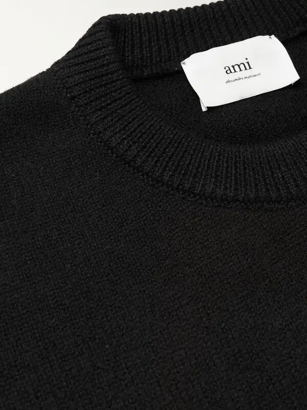 Ami Logo-intarsia Virgin Wool Sweater