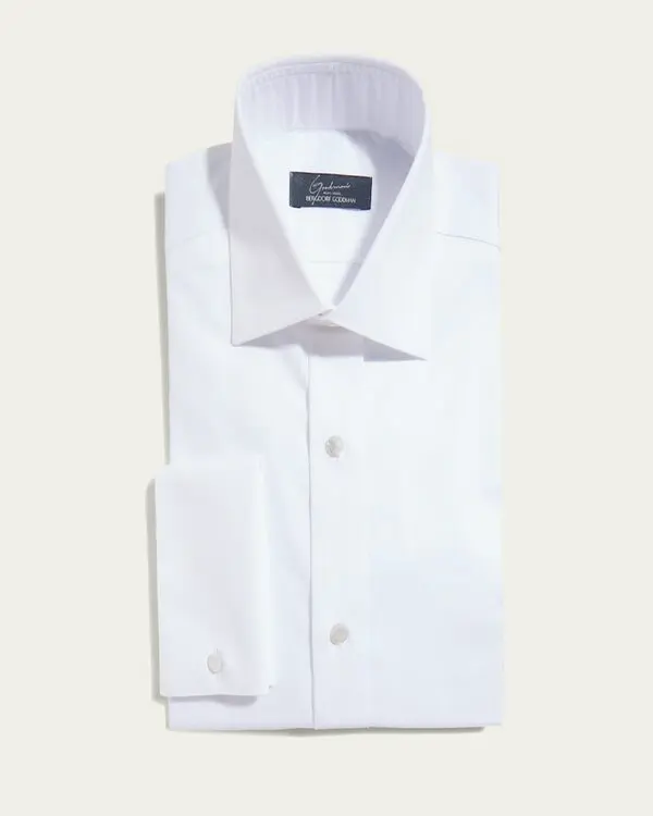 Bergdorf Goodman Stud-front Micro Box Weave Dress Shirt