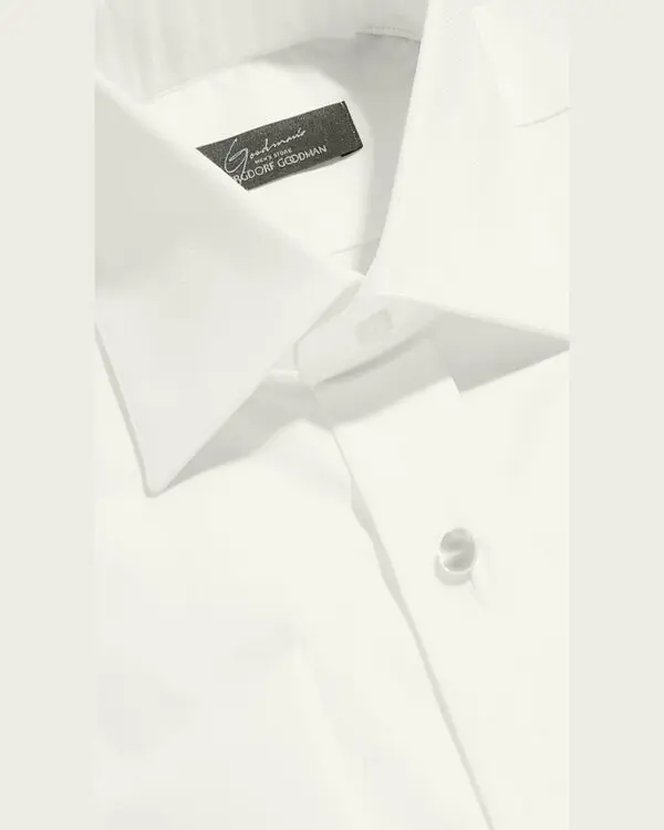 Bergdorf Goodman Stud-front Micro Box Weave Dress Shirt