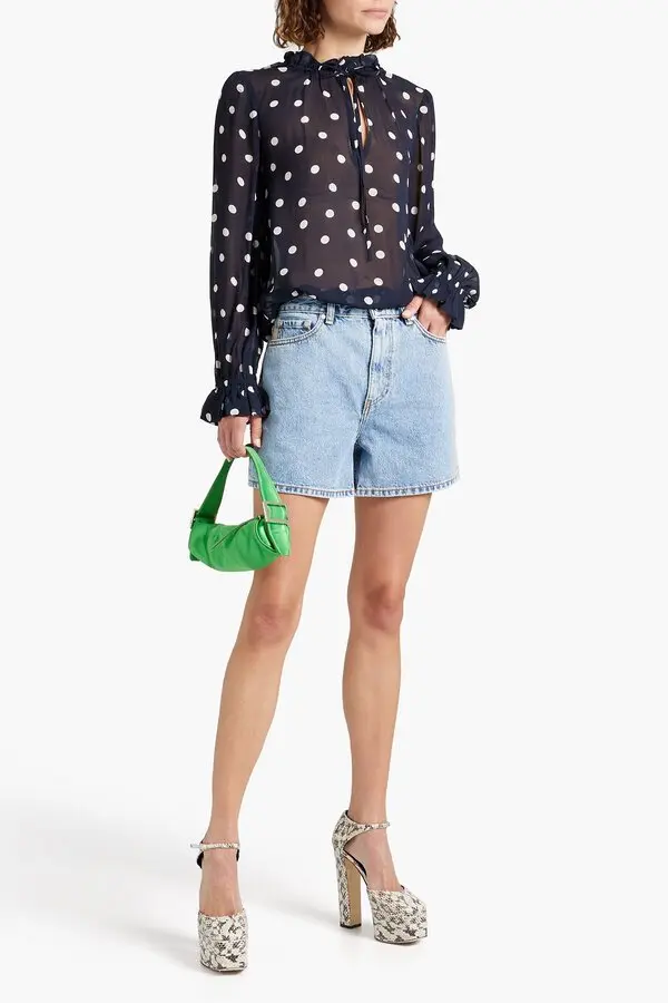 GANNI Printed Denim Shorts