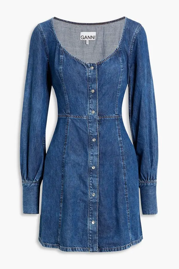 GANNI Denim Mini Dress With Button Closure