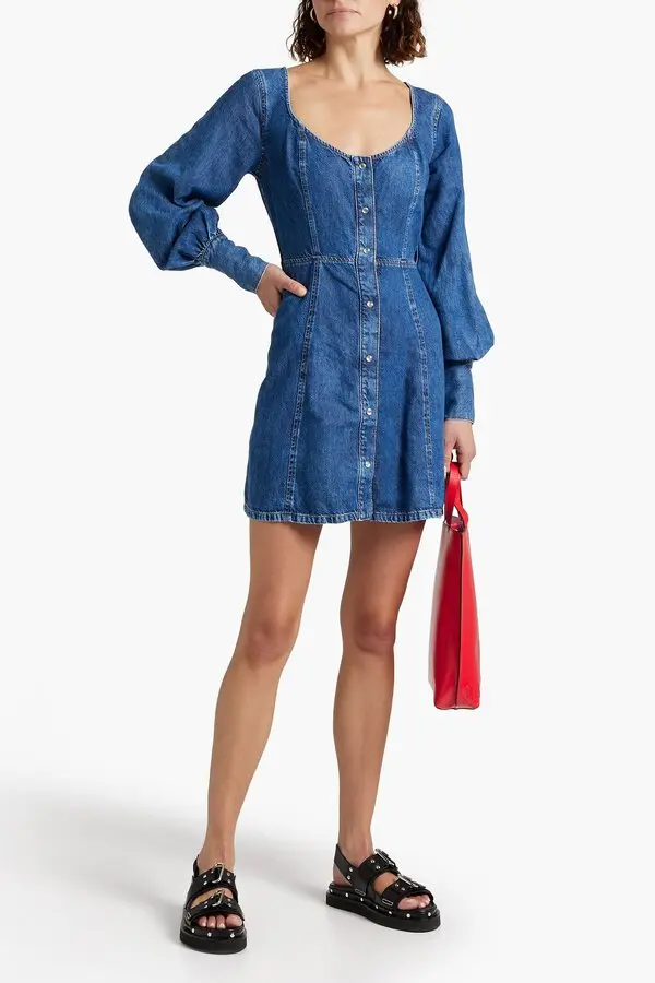 GANNI Denim Mini Dress With Button Closure