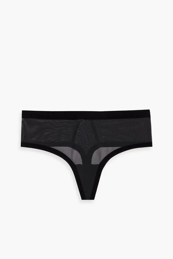 Wolford Stretchtulle Midrise Thong - Black