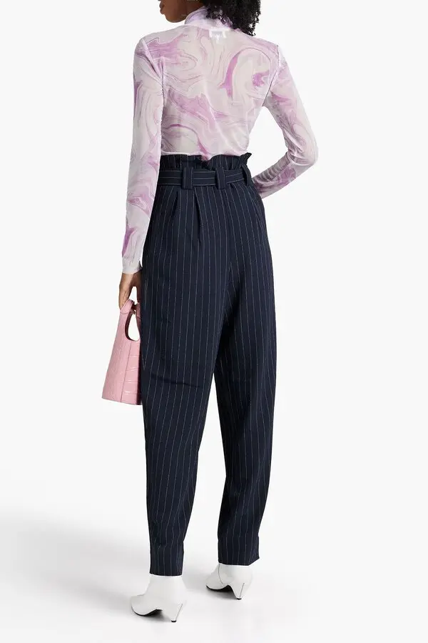 GANNI Printed Mesh Turtleneck Top