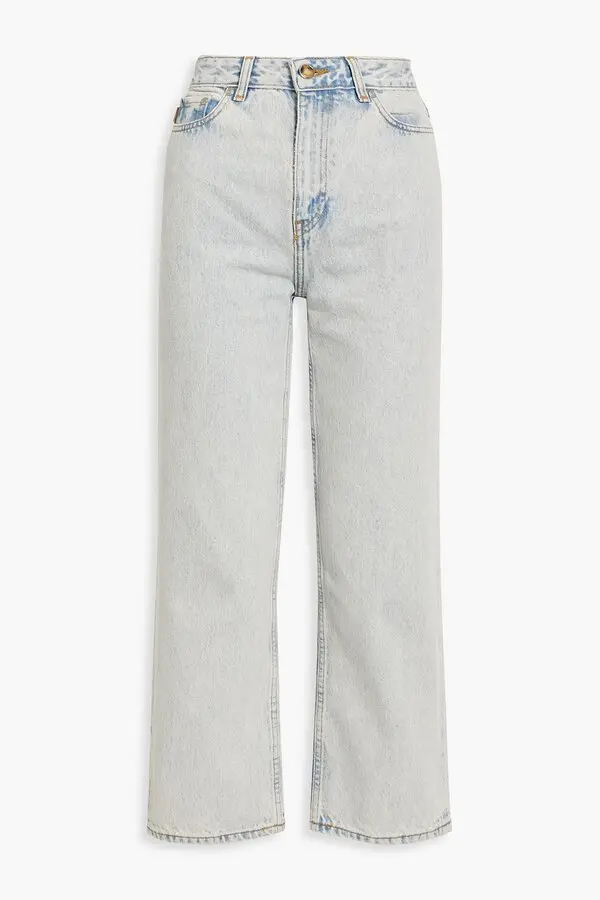 GANNI Bleached High-rise Straight-leg Jeans - Light Denim