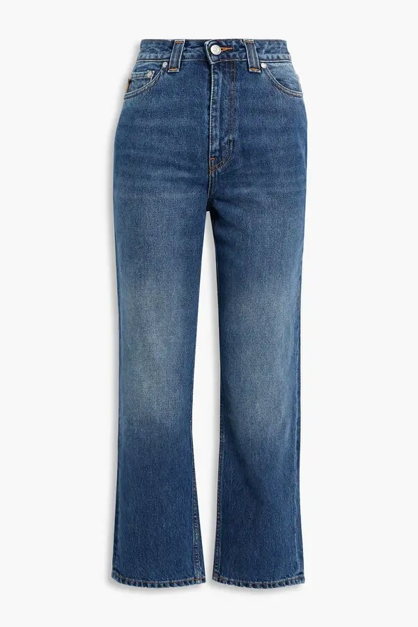 GANNI High-rise Straight-leg Printed Jeans - Mid Denim