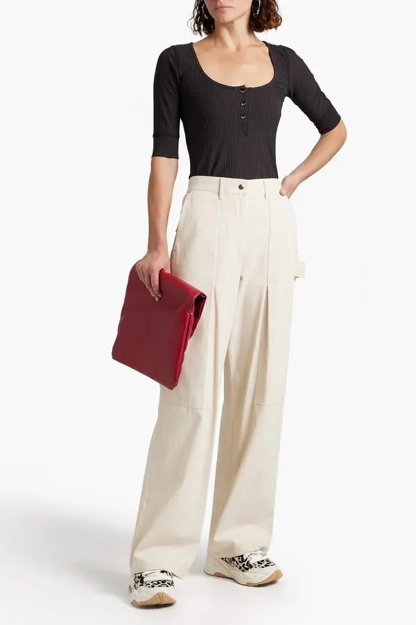 GANNI Ribbed Lyocellblend Jersey Top
