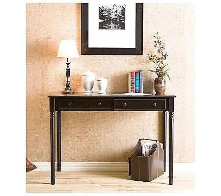 QVC Black Writing Desk With Two Large Drawers