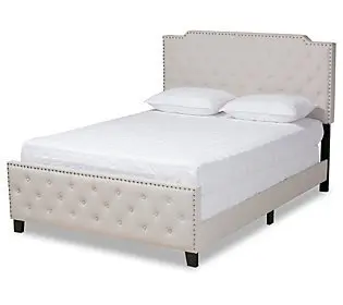 BAXTON STUDIO Marion Fabric Button Tufted Queen Bed